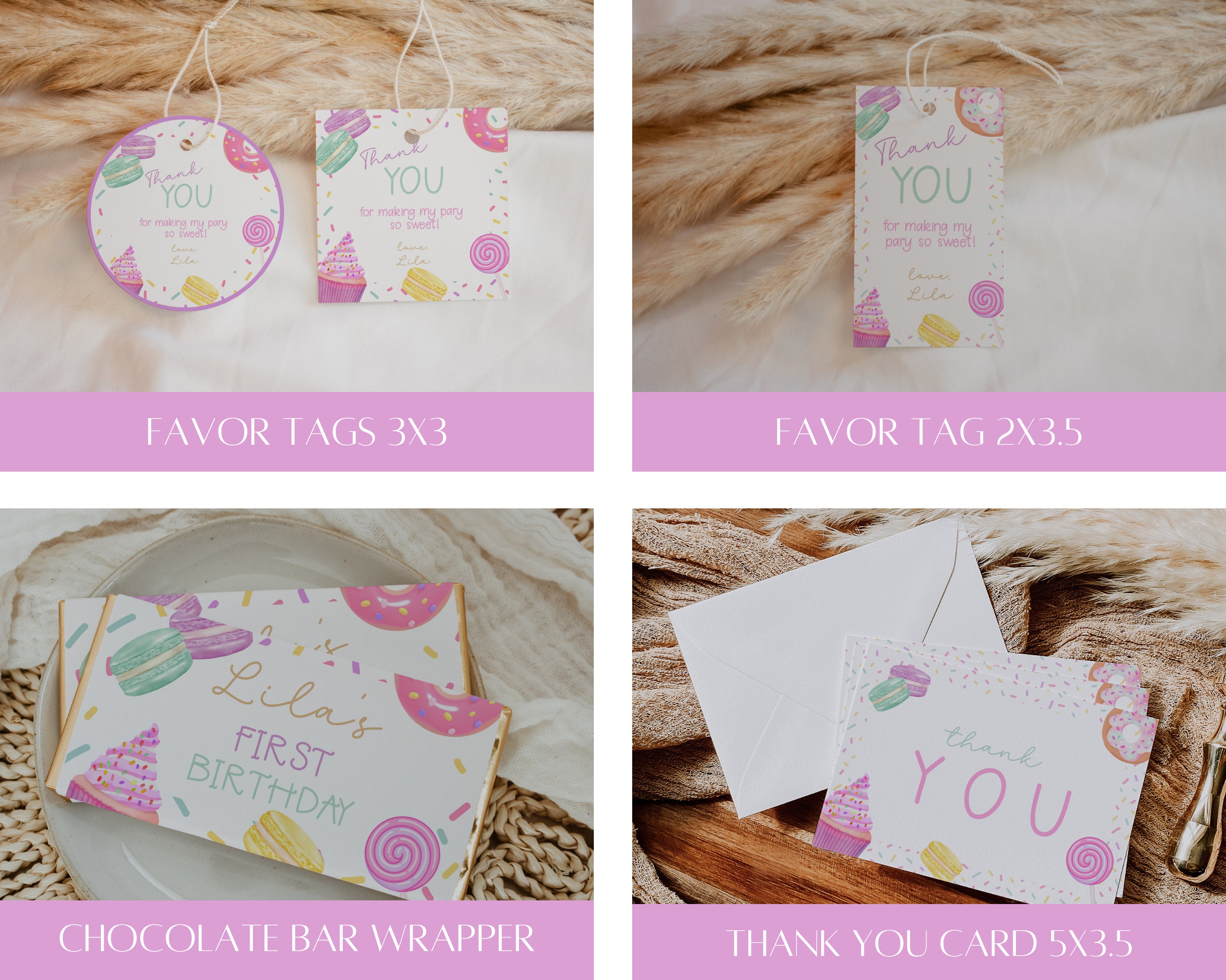 Editable Sweet One Birthday Blank Sign Desserts Candy - Etsy