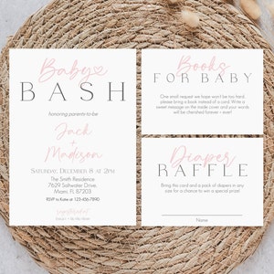 Editable Baby Bash Invitation Bundle, Simple Invite, Minimalist, Girl ...
