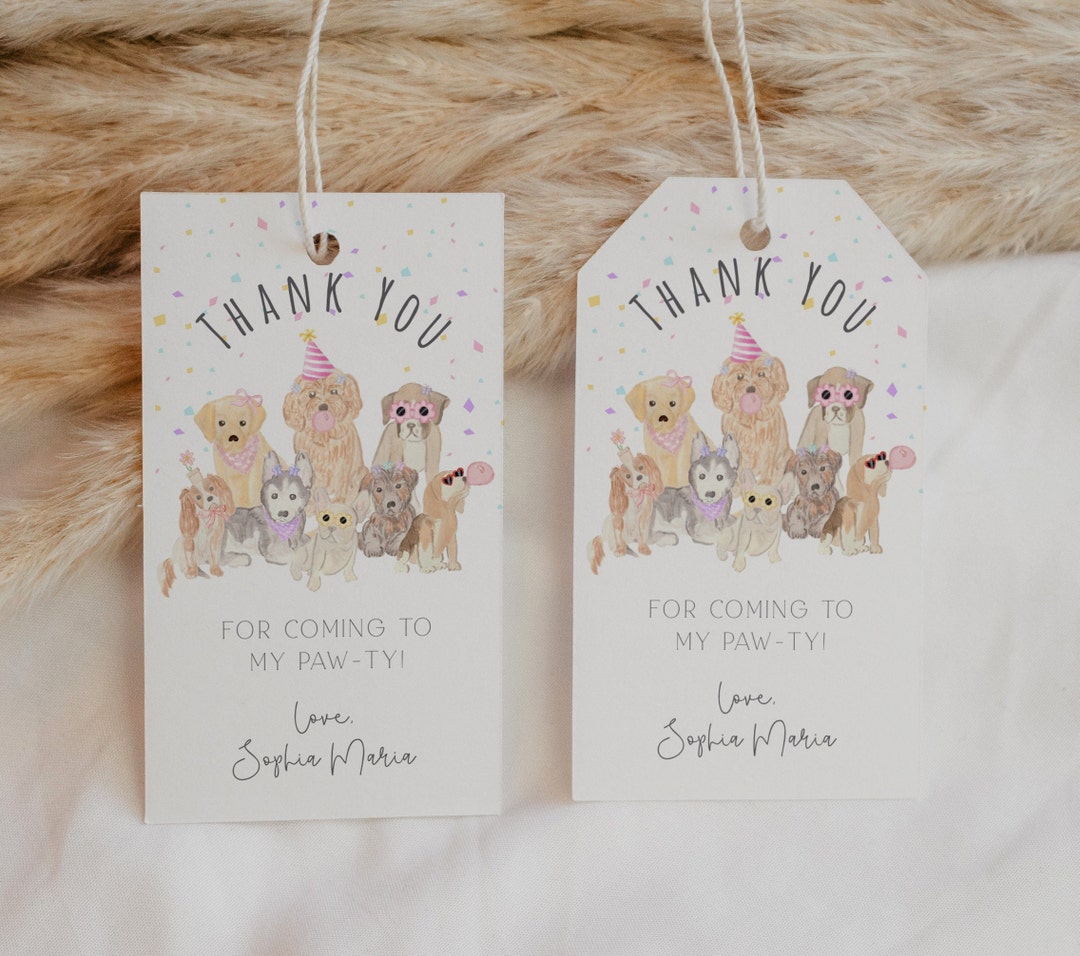 Dog Birthday Party Favor Tag, Puppy Pawty Decor (digital Download ...