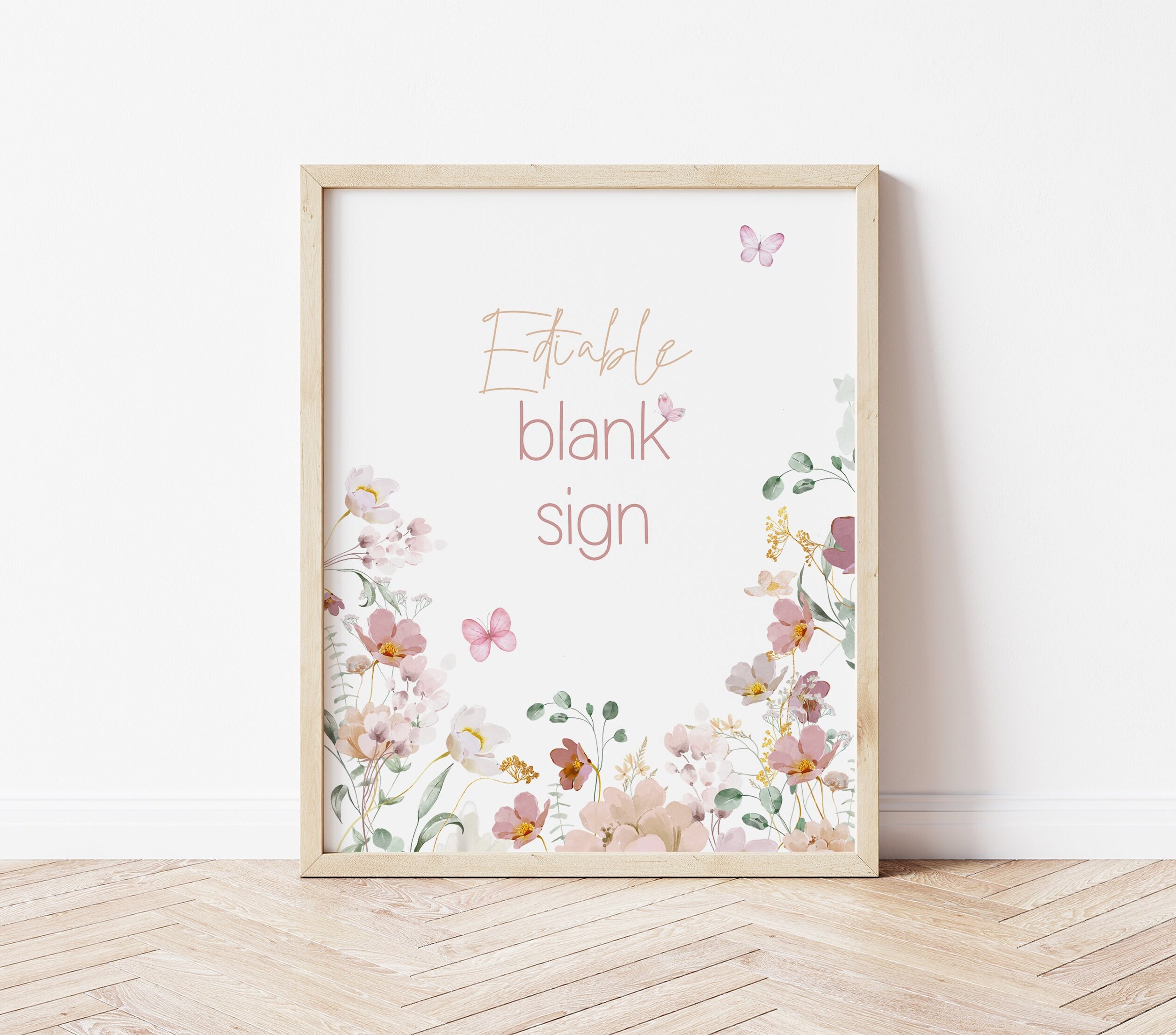 Editable Wildflower Blank Sign Floral 1st Birthday Flower - Etsy