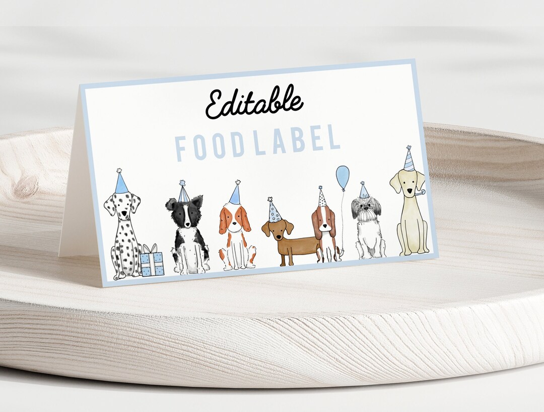 Editable Dog Birthday Food Label, Puppy Party Decor (digital Download ...