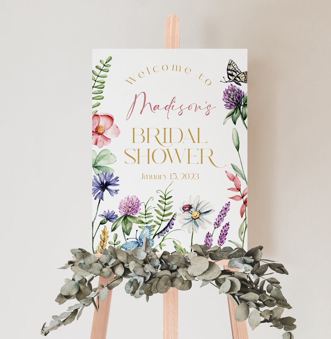 Editable Wildflower Bridal Shower Welcome Sign, Wildflower Welcome ...