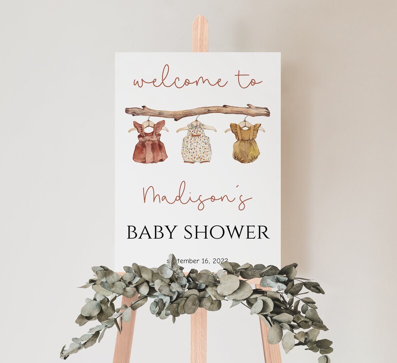 Editable Boho Girl Baby Clothes Welcome Sign Girl Baby - Etsy
