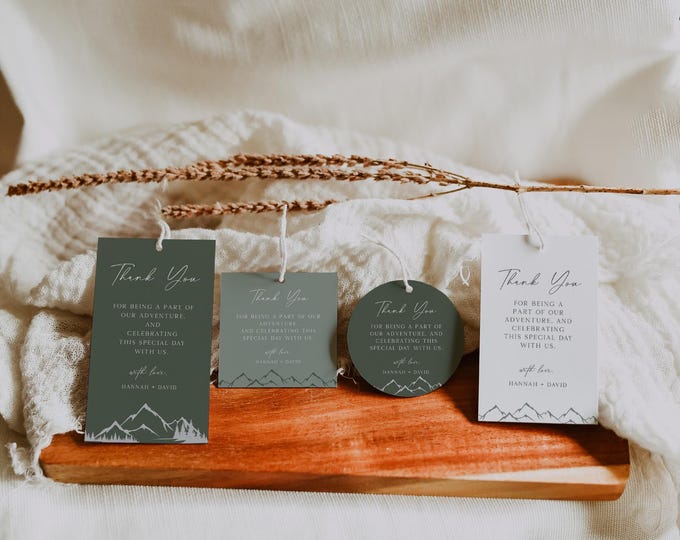 Printable OR Printed Forest Wedding Favor Gift Tags Green Watercolor ...