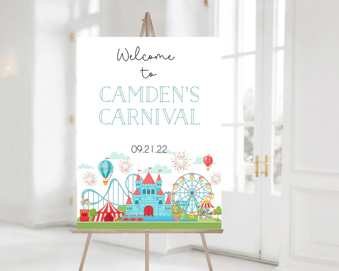 Editable Carnival Birthday Welcome Sign, Circus Birthday Welcome Poster ...