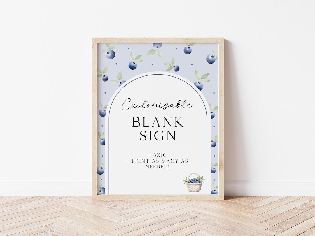 Editable Berry Customizable Blank Sign, Printable Blueberry 8x10 Blank ...