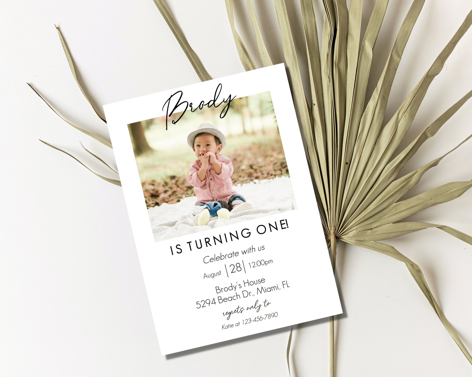 Editable Minimalist Picture Birthday Invitation Template - Etsy