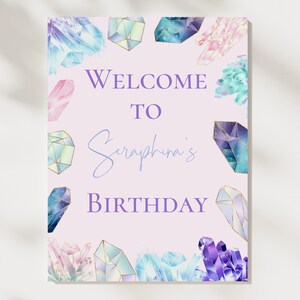 Crystal Gemstone Birthday Welcome Sign, Geode Birthday Welcome Poster ...