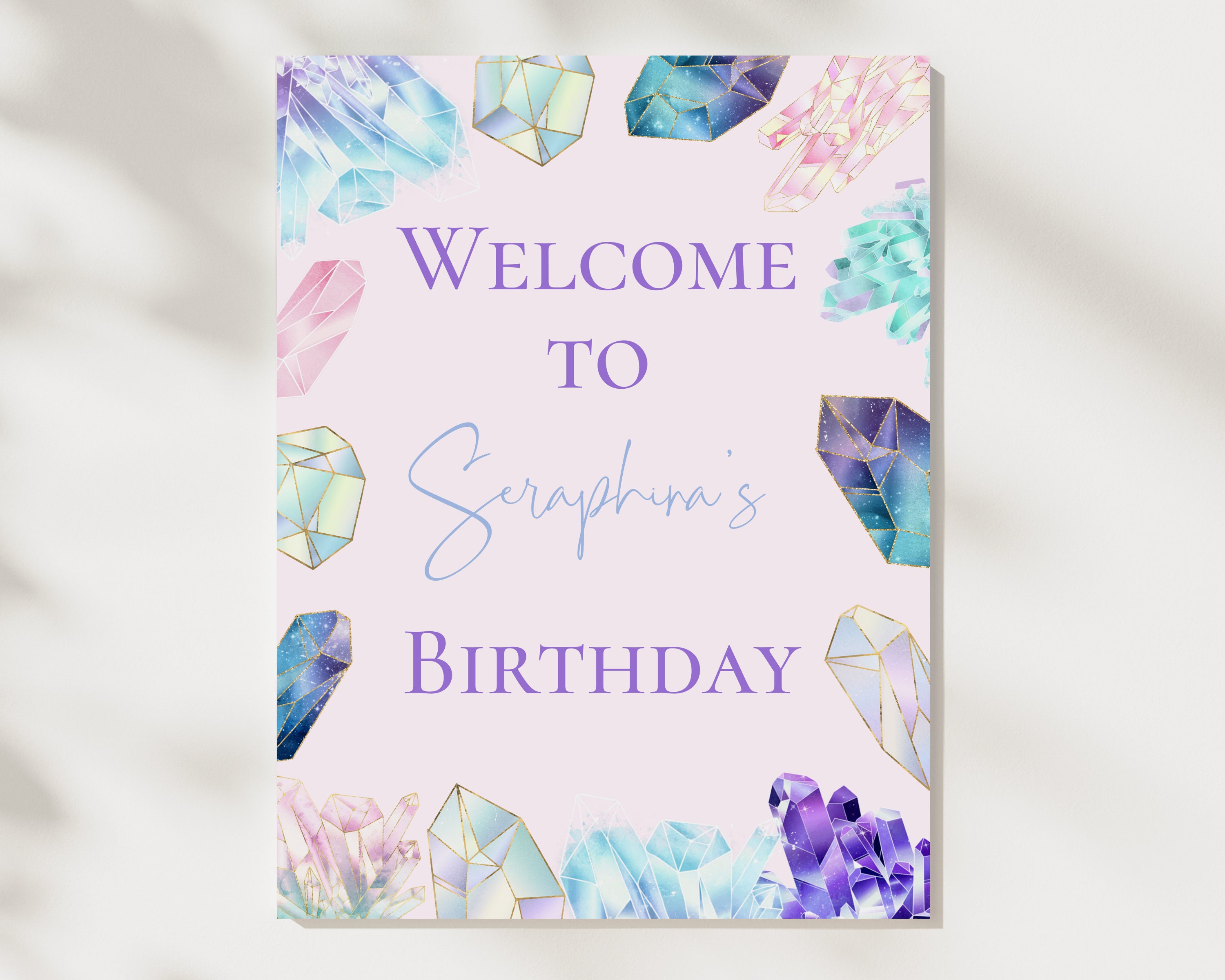 Crystal Geode Birthday Welcome Sign, Geology Party (digital Download ...