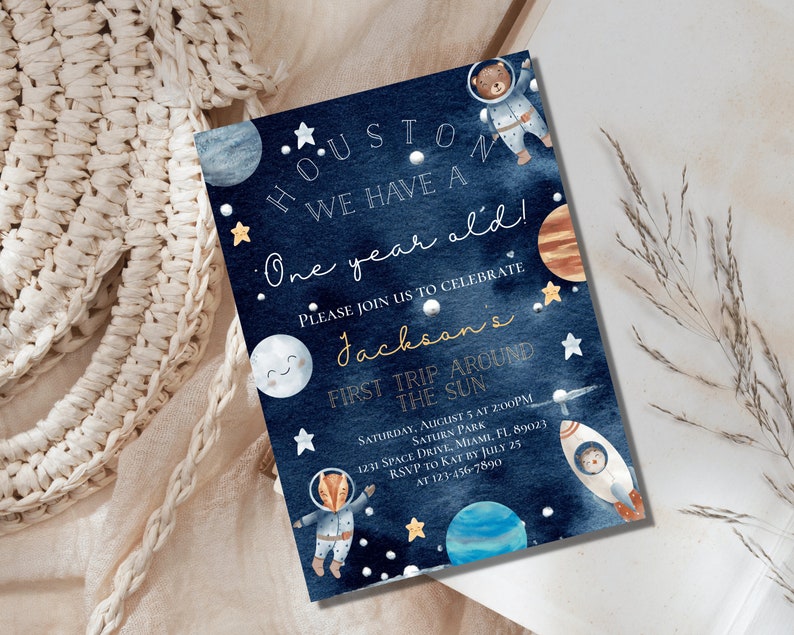 Space First Birthday Invitation 1st Birthday Invite INSTANT - Etsy