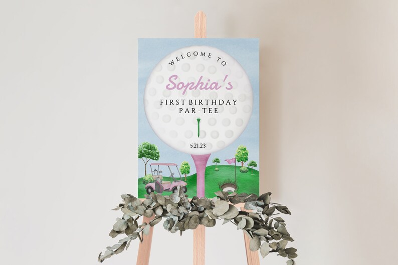 Pink Golf 2nd Birthday Invitation, Girl Par-tee (digital Download) BB3 - Etsy