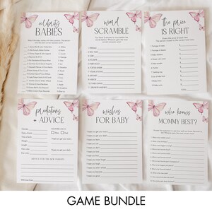 Editable Butterfly Baby Shower Sign + Game Bundle, Printable Pink ...