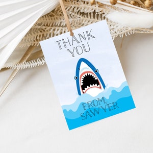 Editable Shark Birthday Favor Tags, Party Thank You Gift Tags ...