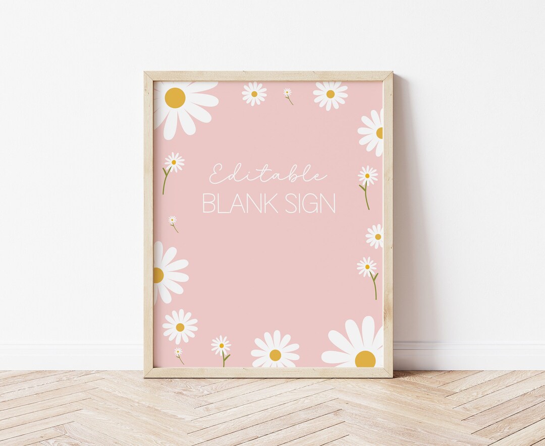 Editable Daisy Birthday Party Blank Sign, Boho Daisy 1st Birthday Party ...