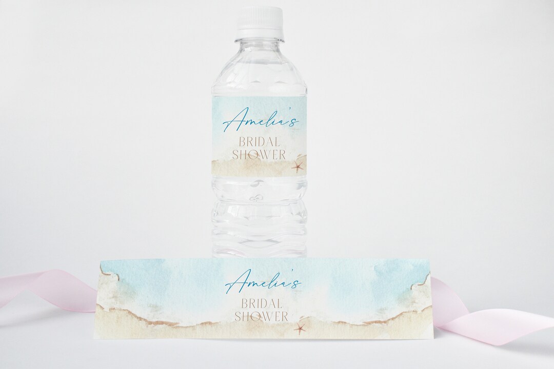 Beach Water Bottle Label, Printable Boho Tropical Beach Party ...