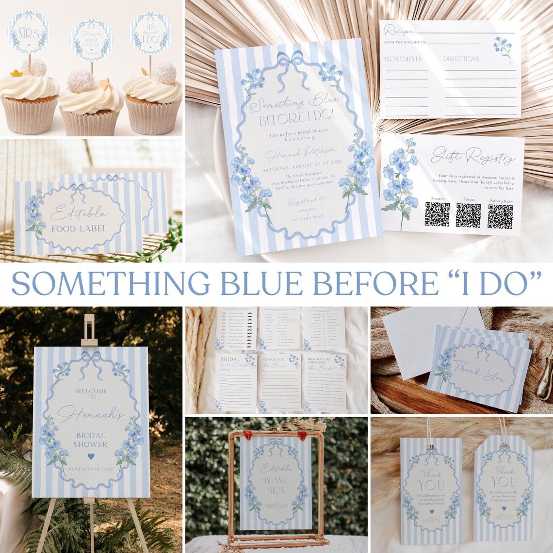 Vintage Blue Floral Welcome Sign Template, Vintage Blue Bow Entrance ...