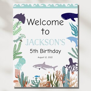 Editable Under the Sea Birthday Party Welcome Sign, Printable Poster ...