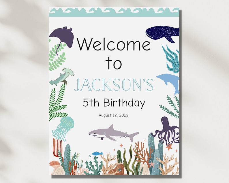 Editable Under the Sea Birthday Party Welcome Sign Printable - Etsy