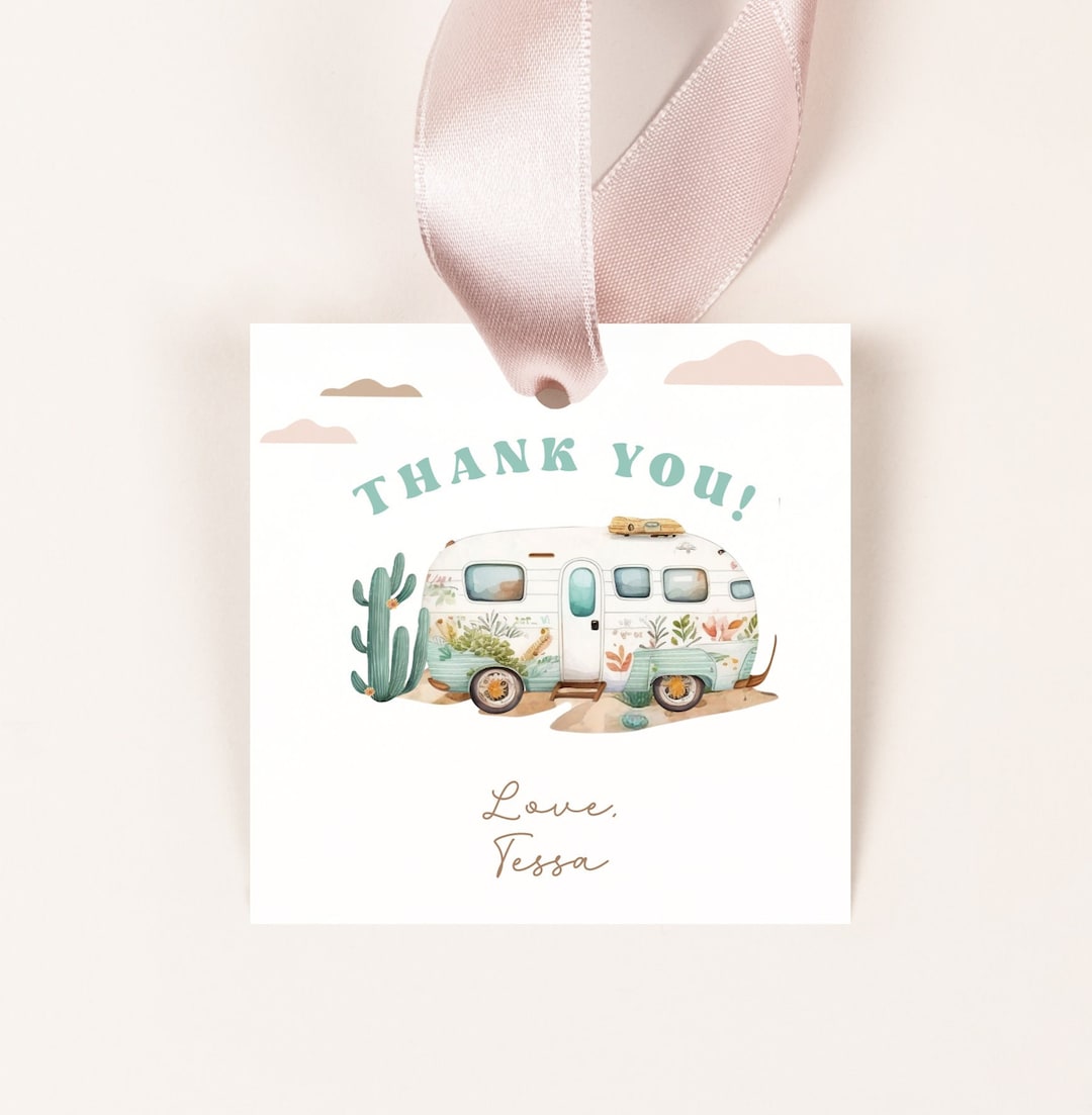 Editable One Happy Camper Birthday Favor Tag, Girl Camping 1st Birthday ...