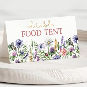 Editable Wildflower Food Tent Wildflower Food Label Boho - Etsy