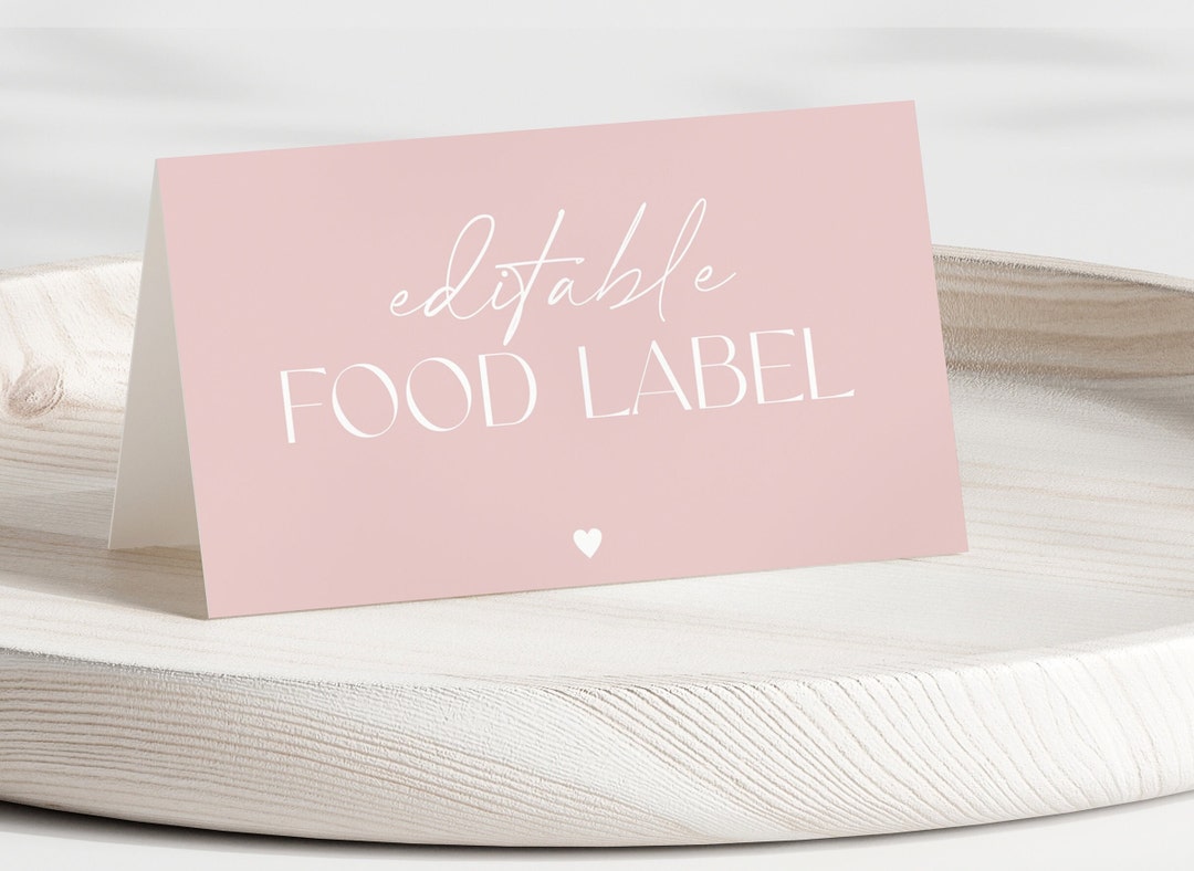 Editable Pink Minimalist Food Label, Simple Food Tent, Modern Baby ...