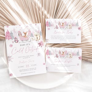 Editable Pink Winter Arctic Animals Welcome Sign Template, Girl Arctic ...