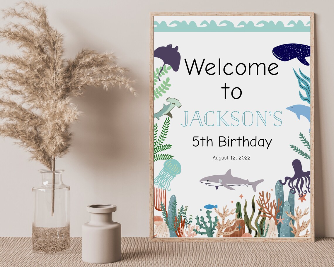 Editable Under the Sea Birthday Party Welcome Sign Printable - Etsy