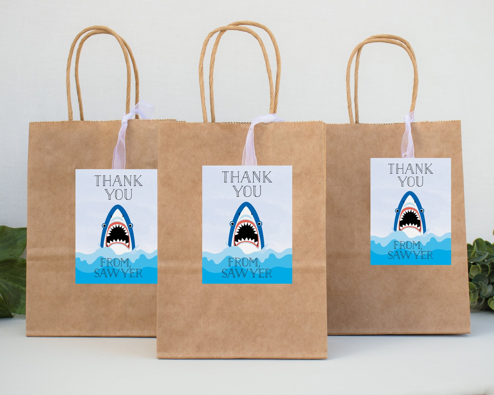 Editable Shark Birthday Favor Tags Party Thank You Gift Tags - Etsy