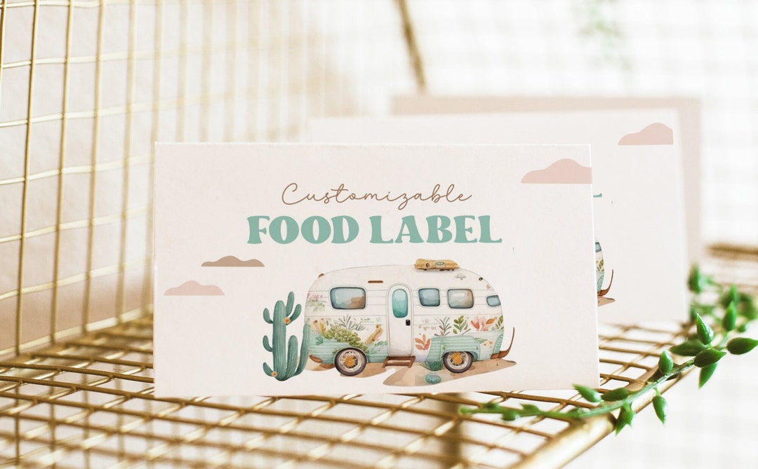 Editable One Happy Camper Birthday Food Label, Girl Camping 1st ...