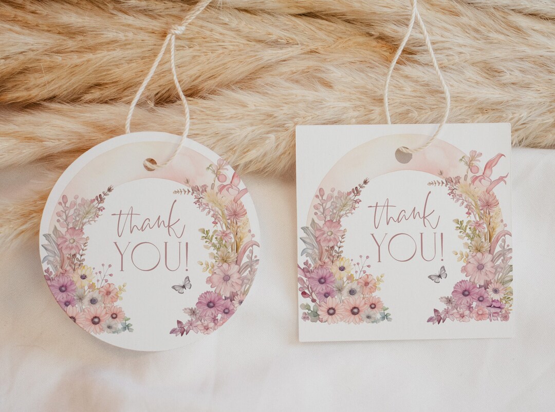 Editable Spring Garden Baby Shower Favor Tag, Printable Girl Baby in ...