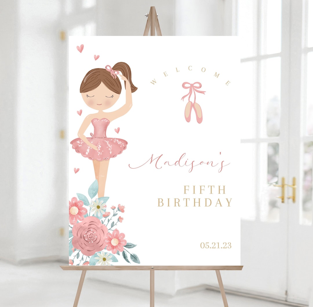 Ballerina Birthday Party Welcome Sign Template, Ballet Dancer Birthday ...