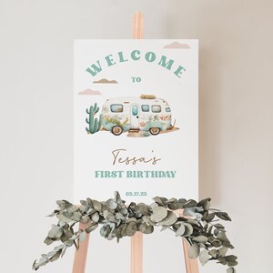 Editable One Happy Camper Birthday Food Label, Girl Camping 1st ...