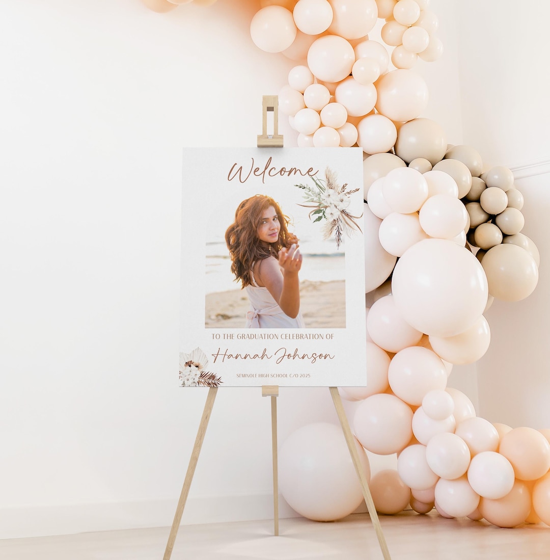 Boho Floral Graduation Party Welcome Sign Template, Bohemian Picture ...