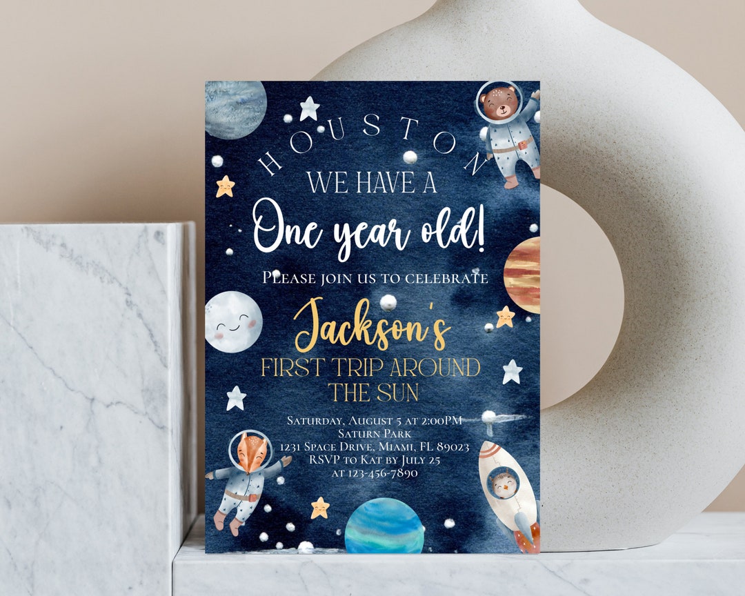 Space First Birthday Invitation, 1st Birthday Invite, INSTANT DOWNLOAD ...