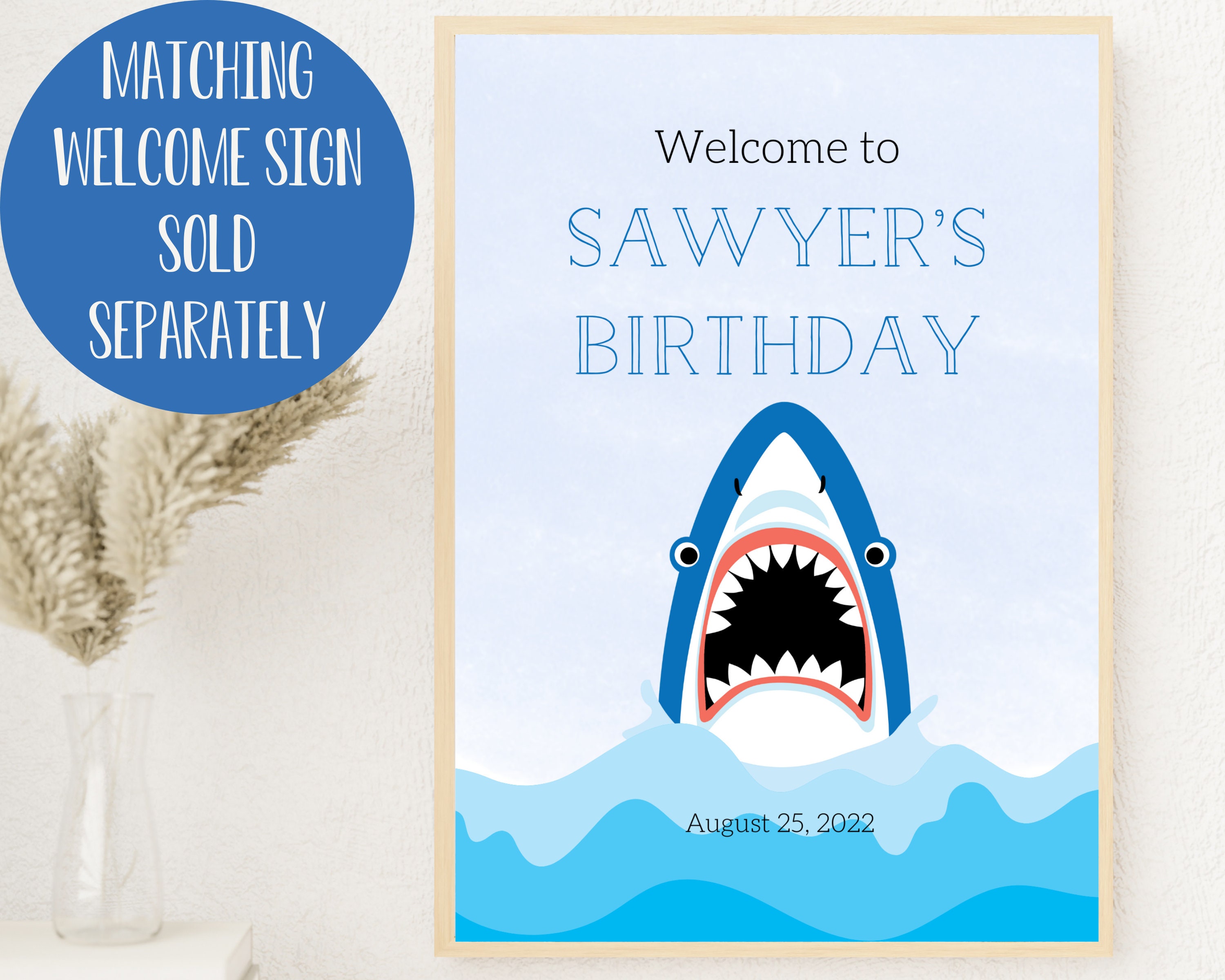 Editable Shark Birthday Favor Tags Party Thank You Gift Tags - Etsy