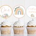 Editable Pastel Boho Rainbow Cupcake Topper, Girl Boho Birthday, Boho ...