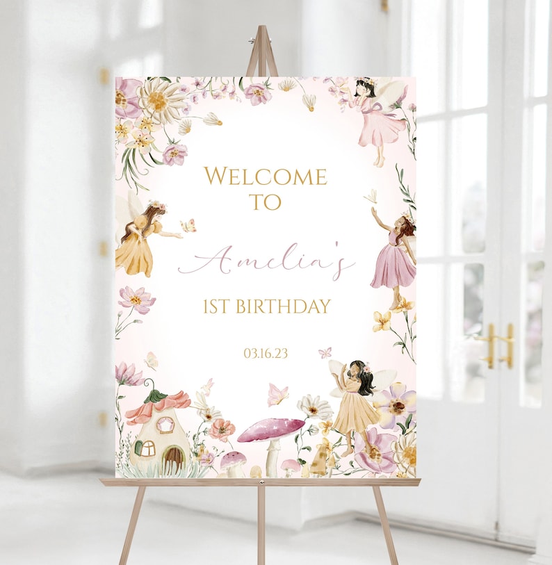 Editable Fairy Birthday Welcome Sign Enchanted Fairy Welcome - Etsy