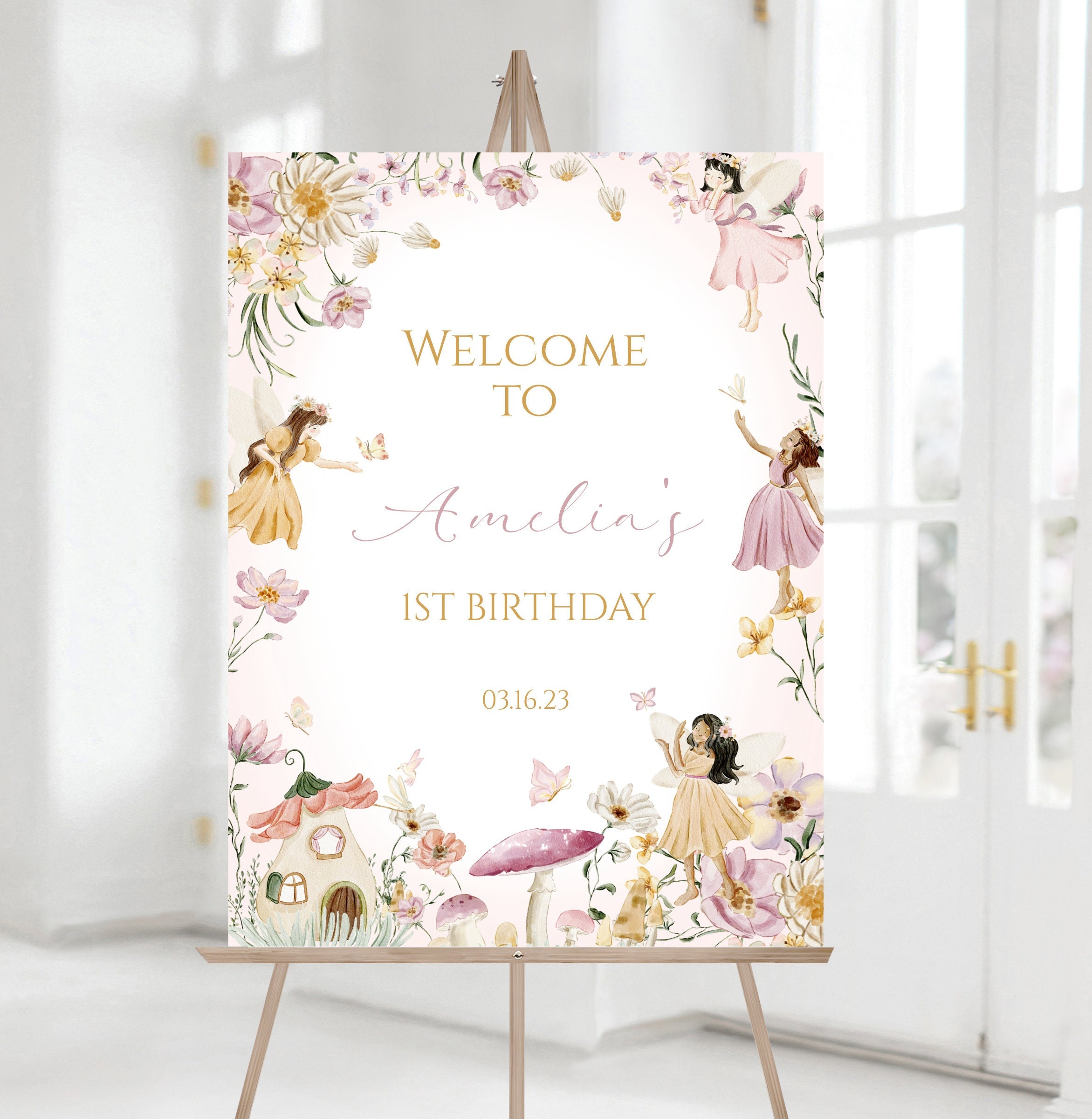 Editable Fairy Birthday Welcome Sign Enchanted Fairy Welcome - Etsy