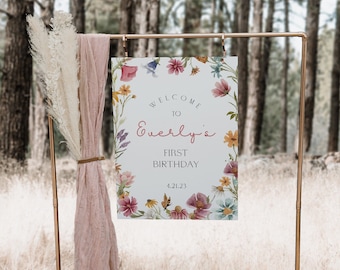 Editable Wildflower Birthday Welcome Sign Wildflower Baby Shower Wild ...