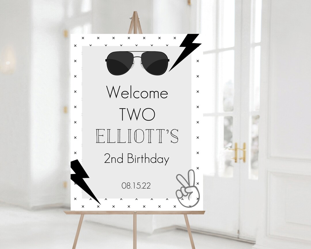 Editable TWO Cool Birthday Party Welcome Sign, Printable Poster, Boys ...