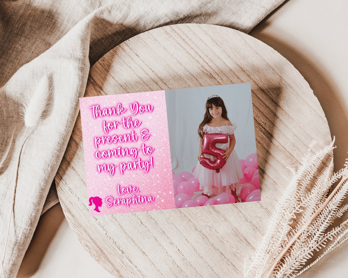 Editable Pink Glitter Picture Thank You Card Hot Pink Glitter - Etsy