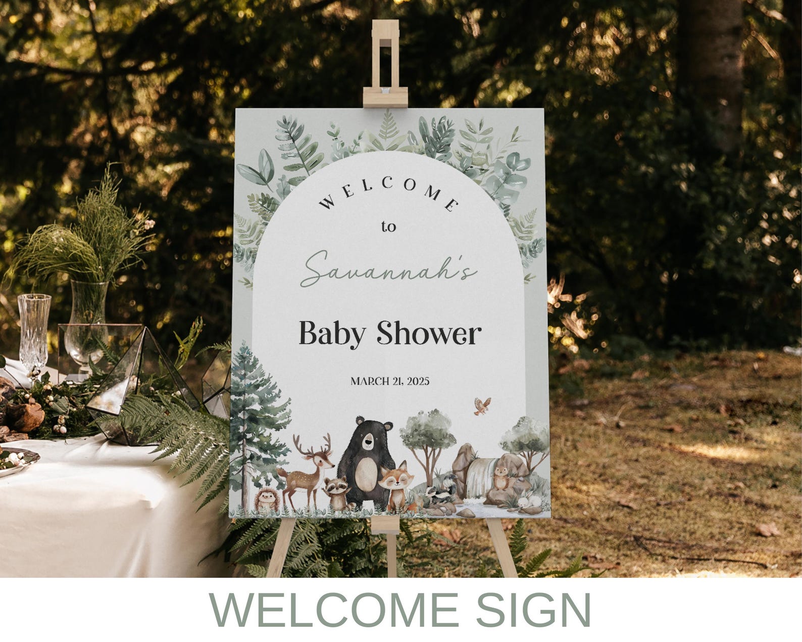 Editable Woodland Baby Shower 8x10 Sign Bundle, Woodland Animals Baby ...