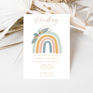 Editable Pastel Boho Rainbow Cupcake Topper, Girl Boho Birthday, Boho ...