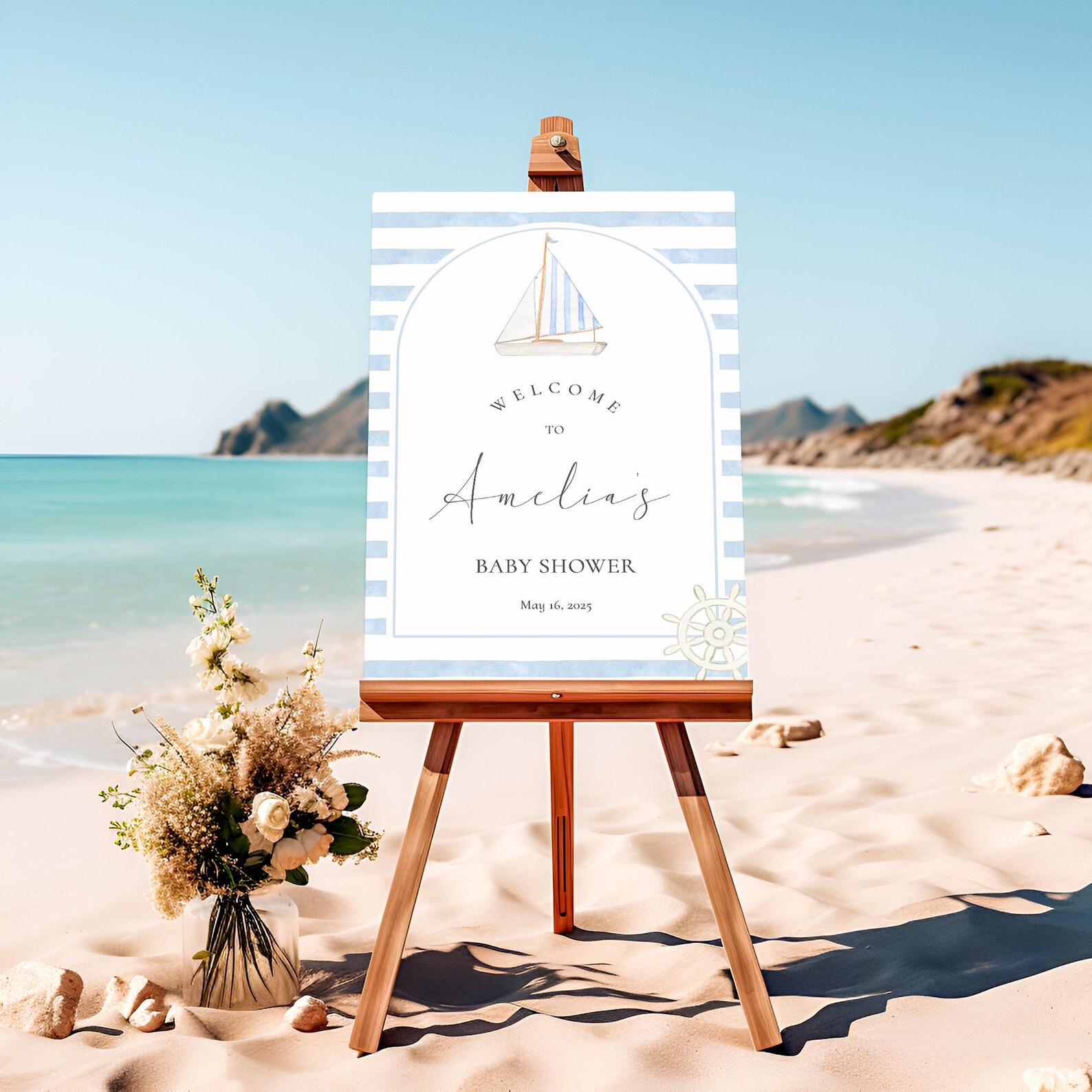 Editable Nautical Baby Shower Invitation Bundle, Ahoy Sailboat Baby ...