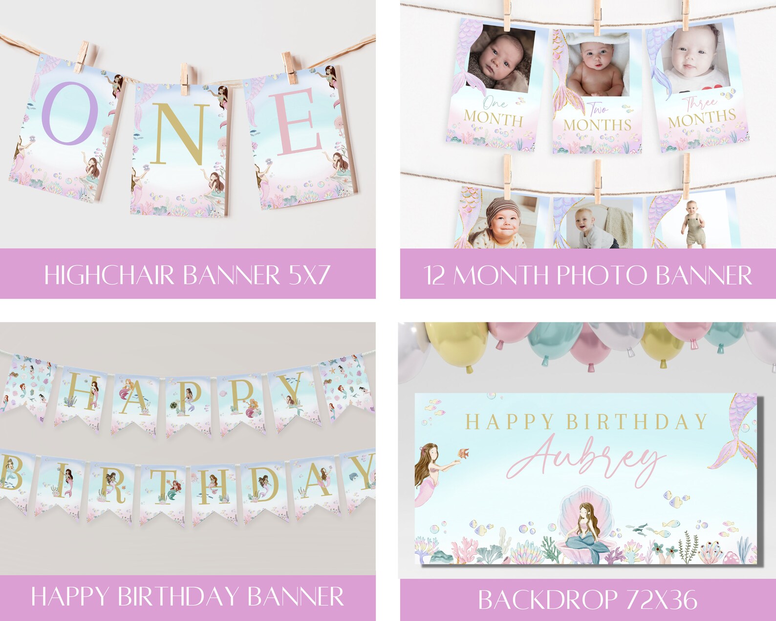 Mermaid Birthday Welcome Sign, Under the Sea Party Decor (digital ...
