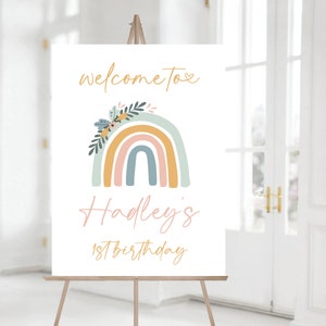 Editable Pastel Boho Rainbow Cupcake Topper, Girl Boho Birthday, Boho ...