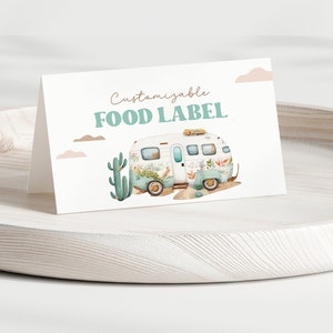 Editable One Happy Camper Birthday Food Label, Girl Camping 1st ...