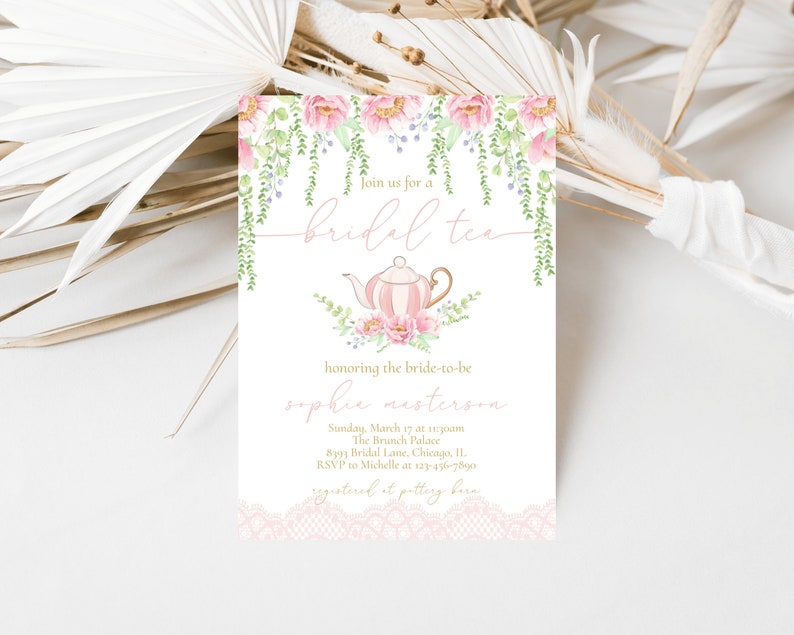 Editable Bridal Tea Invitation Template Spring Floral Tea - Etsy