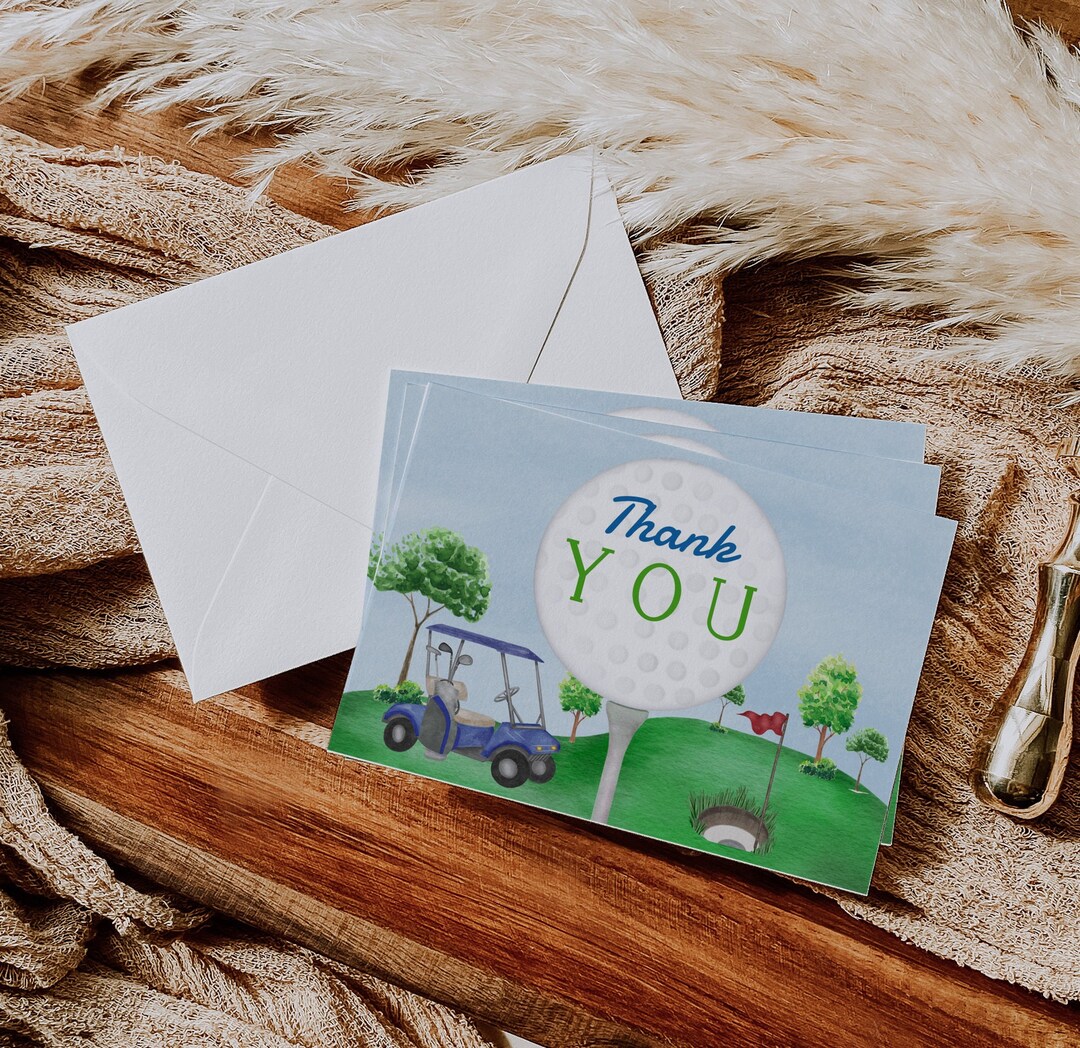 Editable Golf Thank You Card, Golf Birthday Par-tee Thank You Card ...