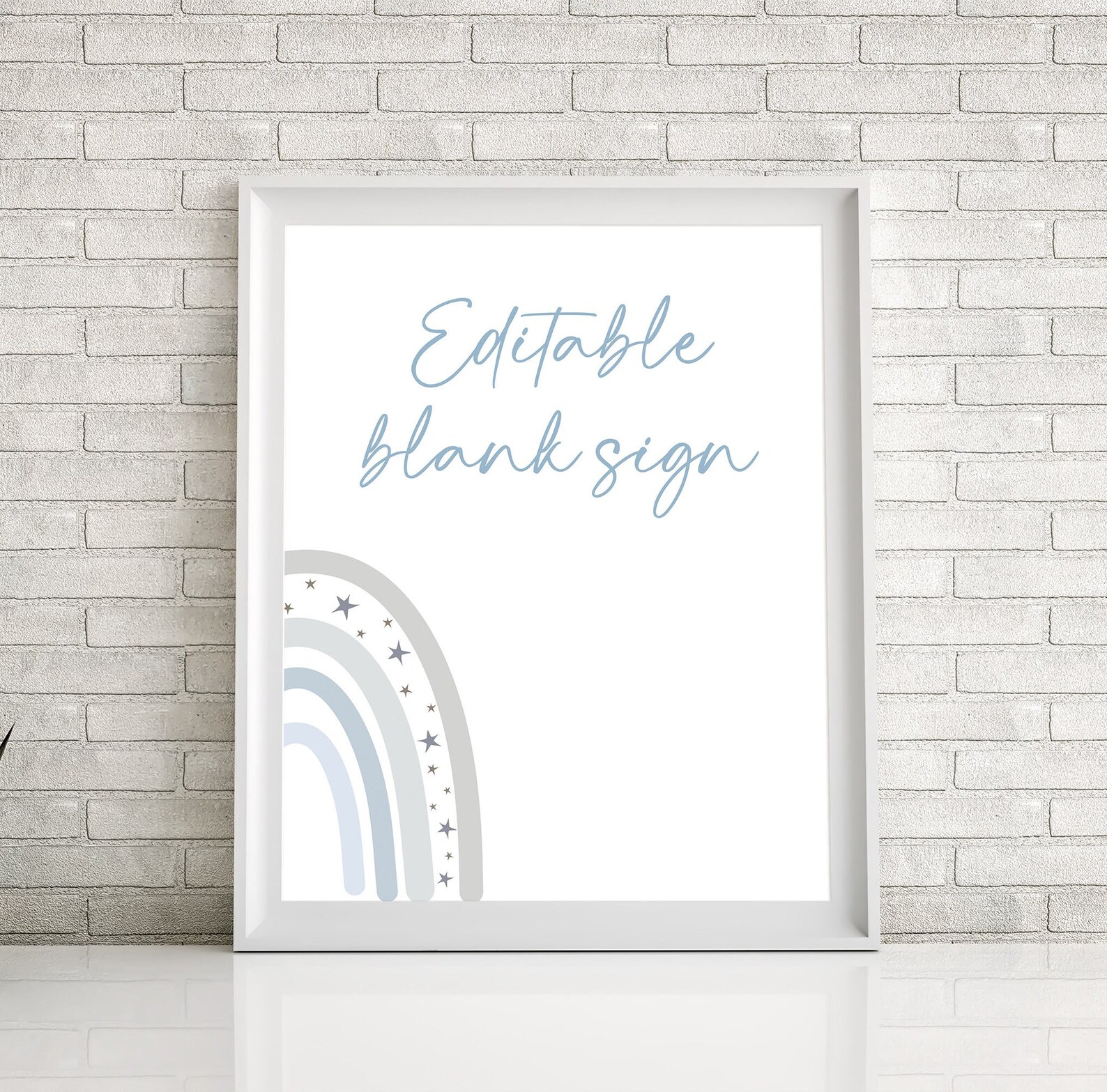 Editable Boho Rainbow Baby Shower Blank Sign Blue Boho - Etsy